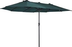 Outsunny Dvoubarevný Slunečník 455 x 265 cm, Slunečník s UV Ochrannou a Kličkou, Balkónový Slunečník, Plážový Slunečník, Odolný Slunečník s Ochrannou