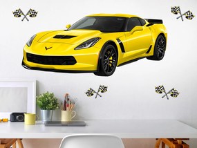 Chevrolet Corvette textilní přelepitelná samolepka na zeď arch 47 x 20 cm