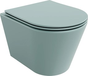 Mexen Rico, závěsné WC Rimless s WC deskou slim, duroplast, zelená matná, 30724048