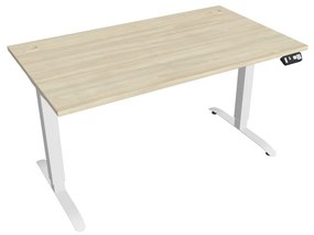 Elektr. nastavitelný stůl 140x80 s pamětí - HOBIS MOTION MS 2M 1400 Dekor stolové desky: akát, Barva kovové podnože: bílá