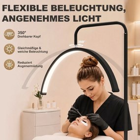 HOMCOM LED půlměsíční řasová lampa s držákem na telefon, 350° otočná, beauty ringlight, teplá lampa s nastavitelnou výškou