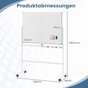 Costway Oboustranná magnetická tabule 120 × 90 cm na stojanu, černá