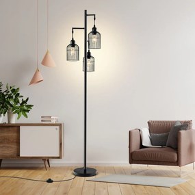 Costway Moderní stojací lampa 169 cm průmyslová stojací lampa s 3 stínidla nožní