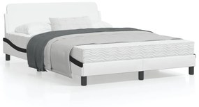 vidaXL Rám postele s čelem bílý a černý 120 x 200 cm umělá kůže