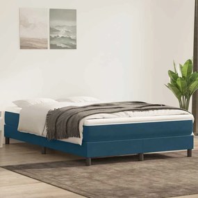 Postel Box Spring bez matrace tmavě modrá 160x210 cm samet 3315835