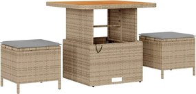 Sada zahradních pohovek s polštářem 13 pcs Béžová Poly ratan 3364662