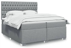 Box spring postel s matrací světle šedá 200 x 200 cm textil