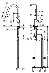 Hansgrohe Focus M41, dřezová baterie Focus s výsuvnou sprškou, sBox, EcoSmart, chromová, 73895000