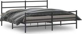 vidaXL Kovový rám postele s hlavovým a nožním čelem 200 x 200 cm [355439] Barva: Černá