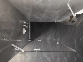 Mexen Lunar, výklopný sprchový kout levý 100 x 70 cm, 8mm čiré sklo, bílý profil, 834-100-070-20-00-L