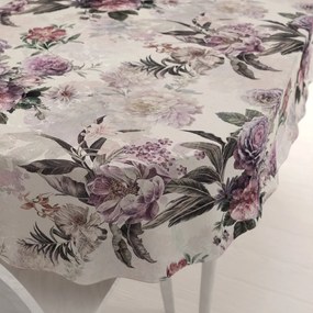 Biante Dekorační oválný ubrus Parma PM-112 Fialové květy na smetanovém 50x100 cm