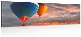 Obraz přelet balónů nad horami - 120x40 cm