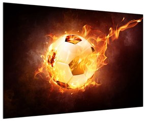 Obraz fotbalového míče v ohni (90x60 cm)