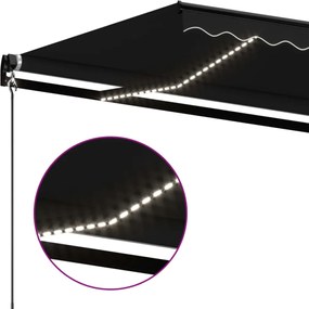 vidaXL Marketos Ručně zatahovací markýza s LED světlem 600 x 350 cm antracitová