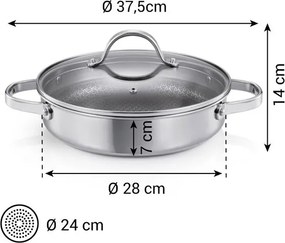 TESCOMA Pánev hluboká SteelCRAFT s poklicí ø 28 cm, 2 úchyty