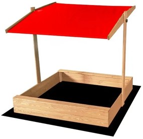 Dětské pískoviště s červenou stříškou 120 x 120 cm