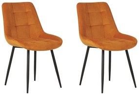Sada 2 sametových jídelních židlí oranžové MELROSE Beliani