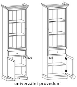 LUCCA c | vitrína W2D1S | 63,3 cm | černá | univerzální provedení dvířek