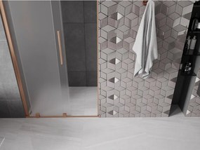 Mexen Velar, posuvné sprchové dveře do otvoru 120 cm, 8mm sklo námraza, měděná matná, 871-120-000-31-65