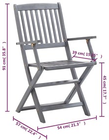 vidaXL Marketos Skládací zahradní židle s poduškami 6 ks masivní akáciové dřevo