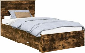 Rám postele s čelo Kouřový dub 100 x 200 cm Kompozitní dřevo 3410935