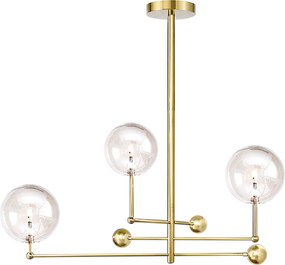 Toolight Toolight, Závěsná lampa skleněné koule 3 ks APP918-3CP, zlatá, OSW-03230