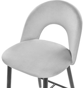 Sada 2 sametových šedých barových židlí FALTON Beliani
