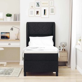 Postel s boxspringem s čelo Černá 80 x 200 cm textil 3340594