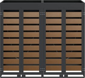 vidaXL Úložný box na 3 popelnice Antracit 340 x 77,5 x 115,5 cm Ocel [3394773]
