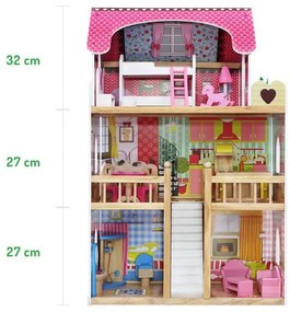 EcoToys Dřevěný domeček Rezidence+ 2 panenky, ZA-4109