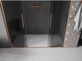 Mexen Velar L Duo, posuvné sprchové dveře do otvoru 200 cm, 8mm šedé sklo, měděná matná, 871-200-003-42-65