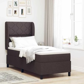Postel s boxspringem s čelo Tmavě hnědá 80 x 200 cm textil 3340595