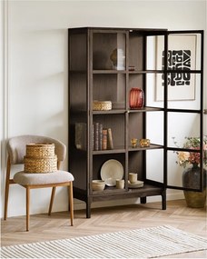 Tmavě hnědá vitrína v dekoru dubu 90x180x40 cm Zamora – House Nordic