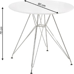 Jídelní stůl, chrom/MDF, bílá extra vysoký lesk HG, RONDY NEW