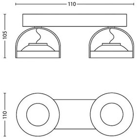 Philips 53312/17/16 - LED Stmívatelné svítidlo MYLIVING SPUR 2xLED/4,5W/230V