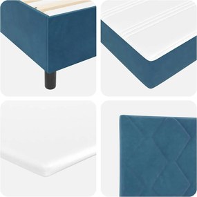 Postel s boxspringem s čelo Tmavě modrá 200 x 200 cm samet 3341004