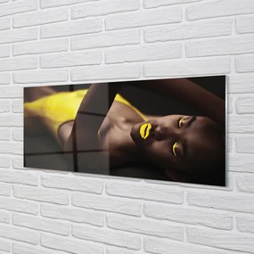 akrylový obraz Žena žlutá ústa 120x60 cm