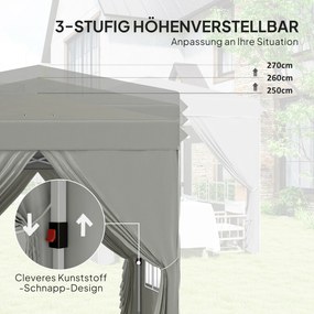 Outsunny altán 2,5x2,5 m, vodoodpudivý stabilní zimní pop-up skládací altán, UV ochrana 50+, skládací párty stan zahradní stan se 4 bočními panely ta…