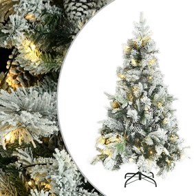 Vánoční stromek zasněžený s LED a šiškami 195 cm PVC a PE,  3094561 HangarStore.cz