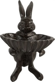 Hnědé antik litinové krmítko pro ptáčky zajíc - 16*13*17 cm
