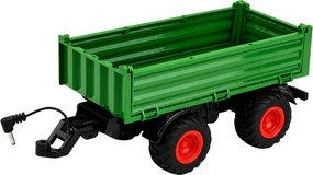 LEAN Toys Zemědělský traktor s vyklápěcím přívěsem, dálkově ovládaný RC, zelený, měřítko 1:24