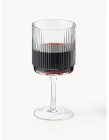 Ručně vyrobené sklenice na víno's rýhovaným reliéfem Minna, 4 ks