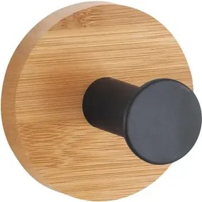 MSV YONO samolepící háček černý / bambus / ocel / 48 x 36 mm