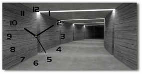 Wallmuralia Skleněné hodiny na stěnu tiché Betonový tunel 60x30 cm
