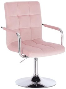 LuxuryForm DESIGN Otočná židle VERONA VELUR na stříbrném talíři - růžová