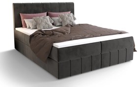 Manželská postel Boxspring 160 cm Barack (tmavě šedá) (s matrací a úložným prostorem). 1046388