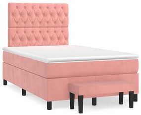 Box spring postel s matrací růžová 120x190 cm samet 3270492