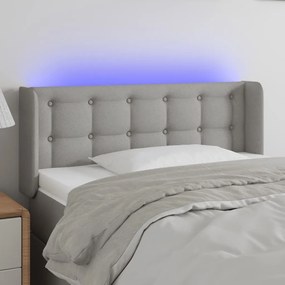 Čelo postele s LED světle šedé 83 x 16 x 78/88 cm textil