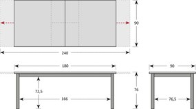 Doppler FIRENZE - rozkládací hliníkový stůl 180/240 x 90 x 75 cm - Zboží s drobnou vadou (N580)