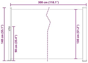 vidaXL Marketos Zatahovací boční markýza / zástěna 140 x 300 cm krémová